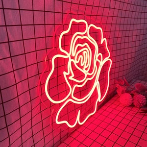 Rose Neon Light, Neon Sign Light Decor, Rose Bedroom Neon Sign, Bedroom ...