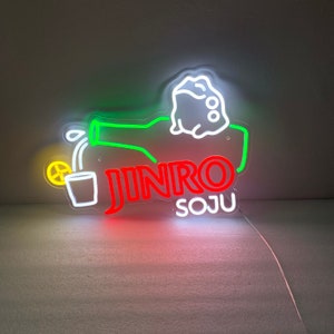 Jinro Soju Neon Light| Soju Neon Sign| Korean Wall Decor| Home Bar Neon ...