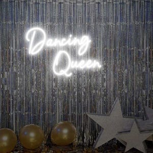 Dancing Queen Sign Neon Light, Dancing Party Backdrop Decor, Disco ...