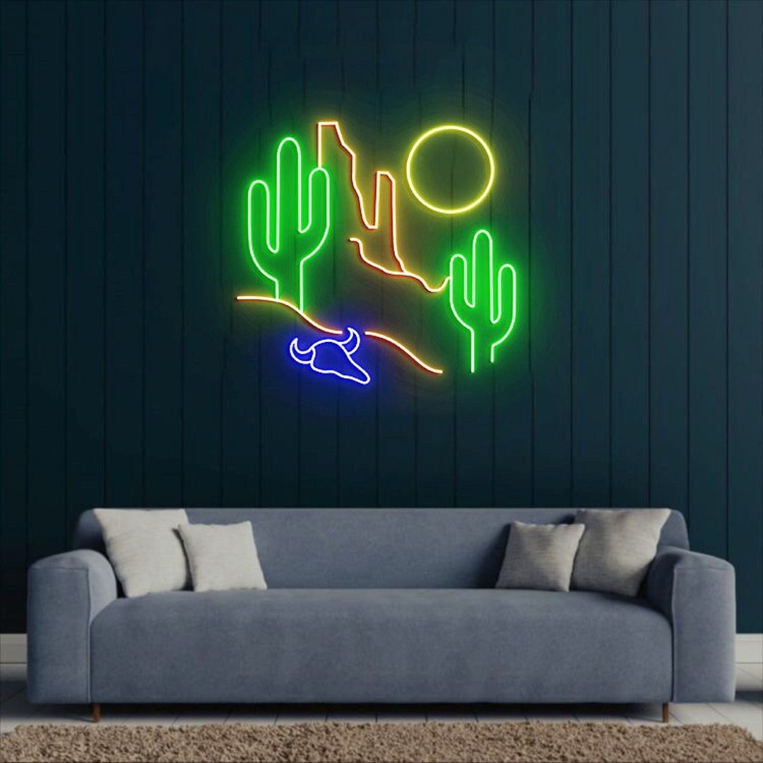 Western Desert Neon Light, Western Desert Decor, Western Home Decor ...