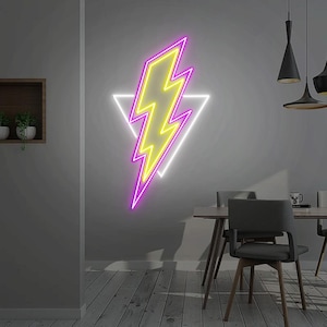 Lightning Bolt Neon Sign, Lightning Bolt Shape Wall Art, Thunder Bolt ...