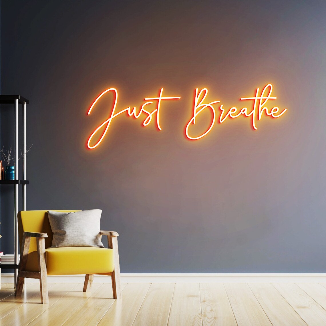 Just Breathe Neon Sign, Just Breathe Sign, Yoya Gym Wall Decoration ...