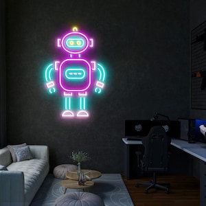 Robot Neon Light, Neon Sign Light Decor, Robot Bedroom Neon Sign ...