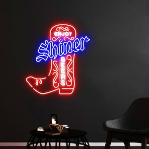 Shiner Neon Light, Neon Sign Light Decor, Boot Neon Sign, Bedroom Neon ...