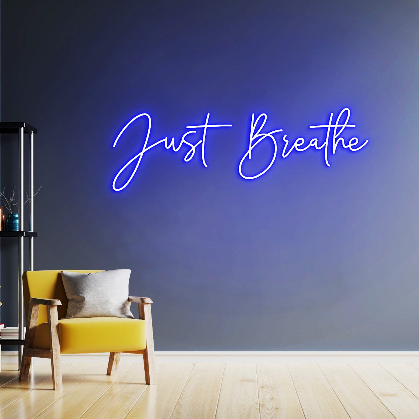 Just Breathe Neon Sign, Just Breathe Sign, Yoya Gym Wall Decoration ...