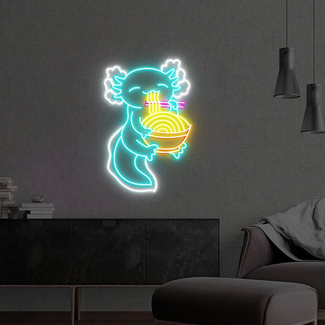 Cute Axolotl Neon Light Axolotl Ramen Noodles Neon Sign Cute - Etsy
