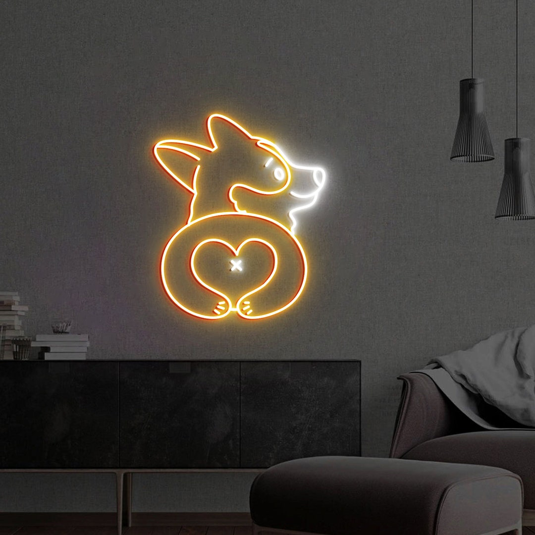 Corgi Butt Neon Sign, Cute Corgi Dog, Corgi Neon Sign, Corgi Led Lights ...