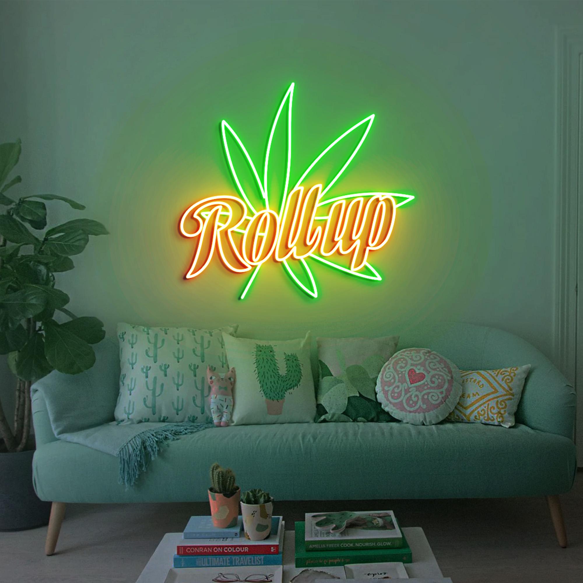 Roll up Weed Neon Light, Marijuana Leaf Neon Sign Light Decor, Smoke ...