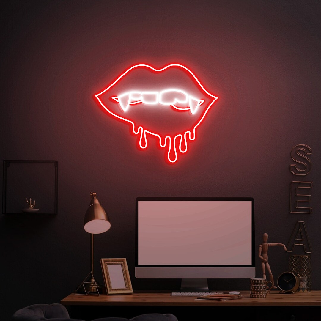 Bloody Vampire Neon Sign, Neon Sign Vampire Themed Halloween Party ...