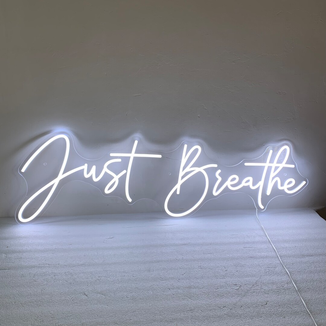 Just Breathe Neon Sign, Just Breathe Sign, Yoya Gym Wall Decoration ...
