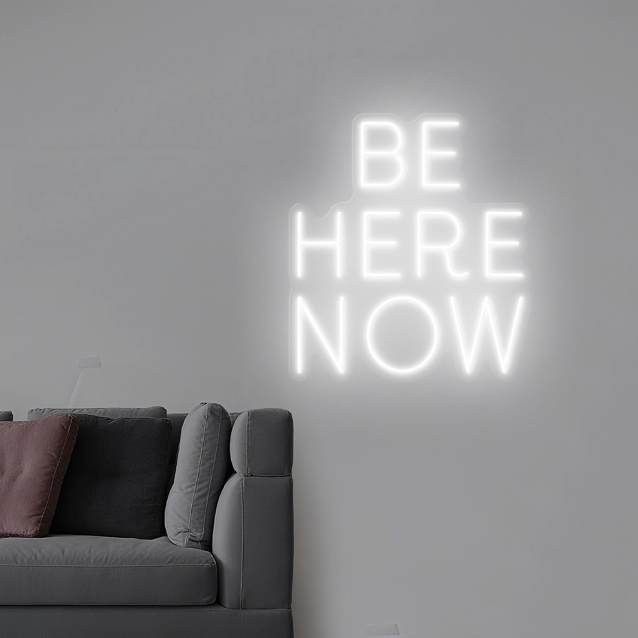 Be Here Now Neon Sign, LED Wall Light With Mindfulness Quote for ...