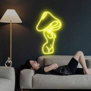 Mushroom Lady Led Neon Sign, Lady LED Lights, Bar Neon Sign for Man ...