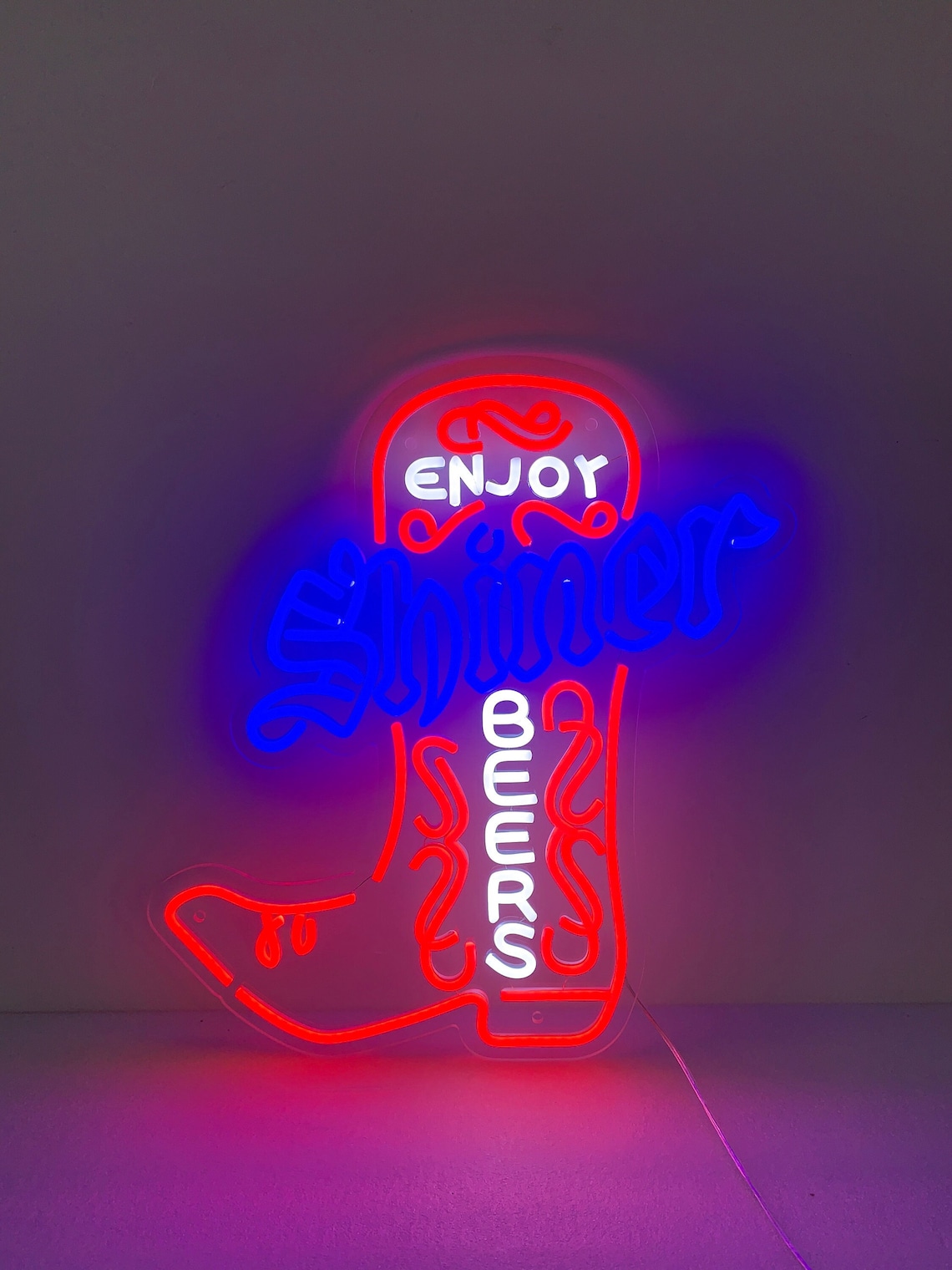 Shiner Neon Light, Neon Sign Light Decor, Boot Neon Sign, Bedroom Neon ...