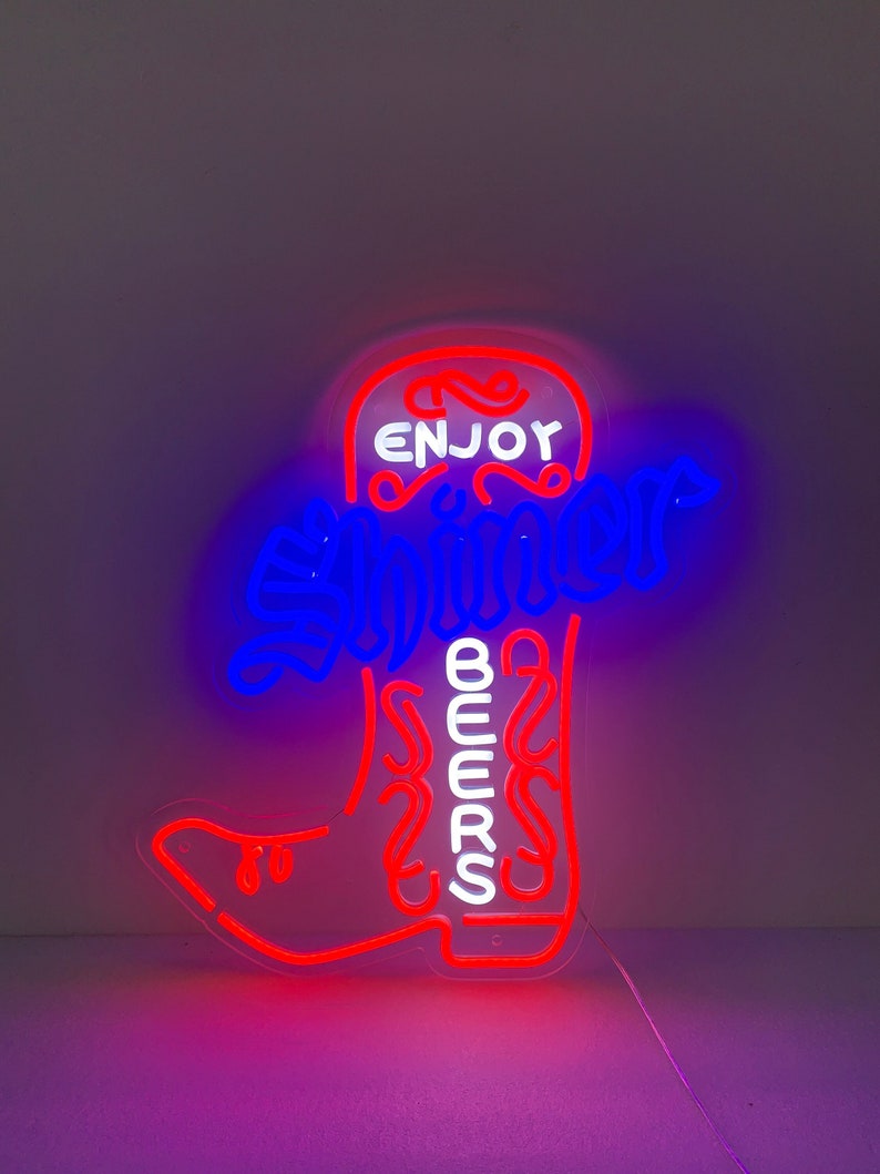 Shiner Neon Light, Neon Sign Light Decor, Boot Neon Sign, Bedroom Neon ...