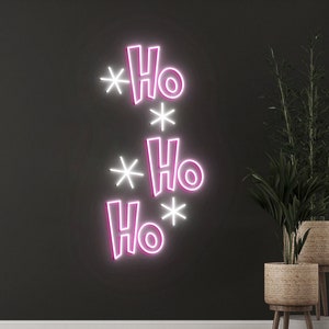 Ho Ho Ho Neon Sign, Santa, Christmas Decor, Xmas Wall Art, Holiday Wall ...