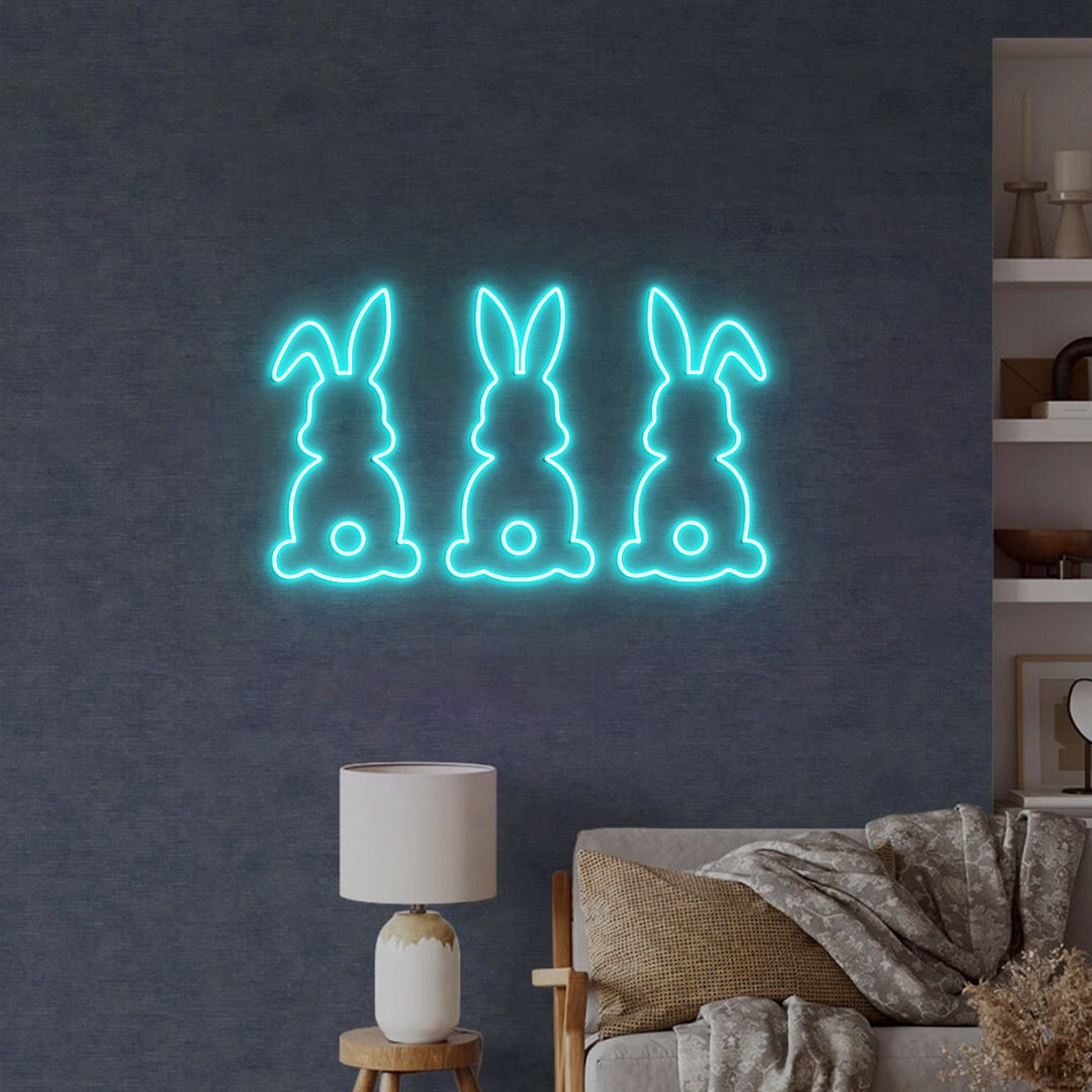 Easter Bunny Neon Sign Light, Easter Bunny Wall Decor, Cute Bunny ...