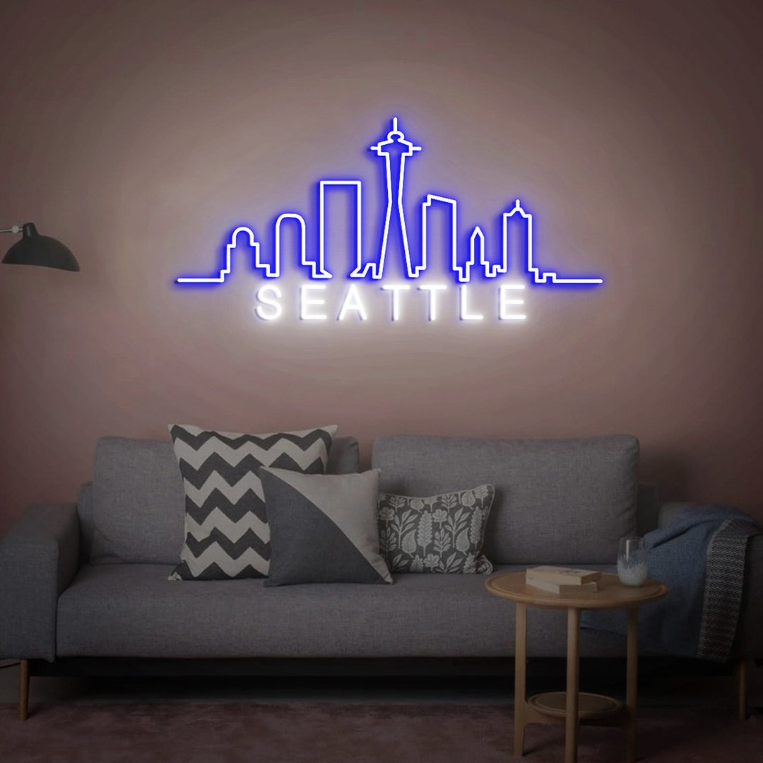 Seattle Skyline Neon Sign, Seattle Skyline Arty, US City Art, Custom ...