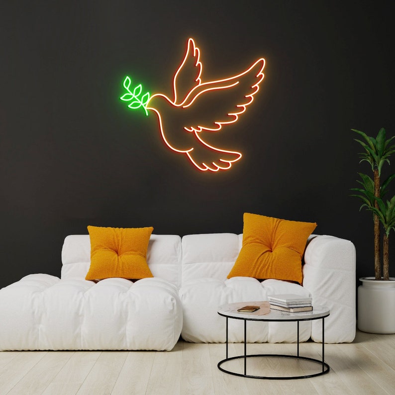 Pigeon Neon Light, Flying Dove Neon Light, Peace Dove, Freedom Dove ...