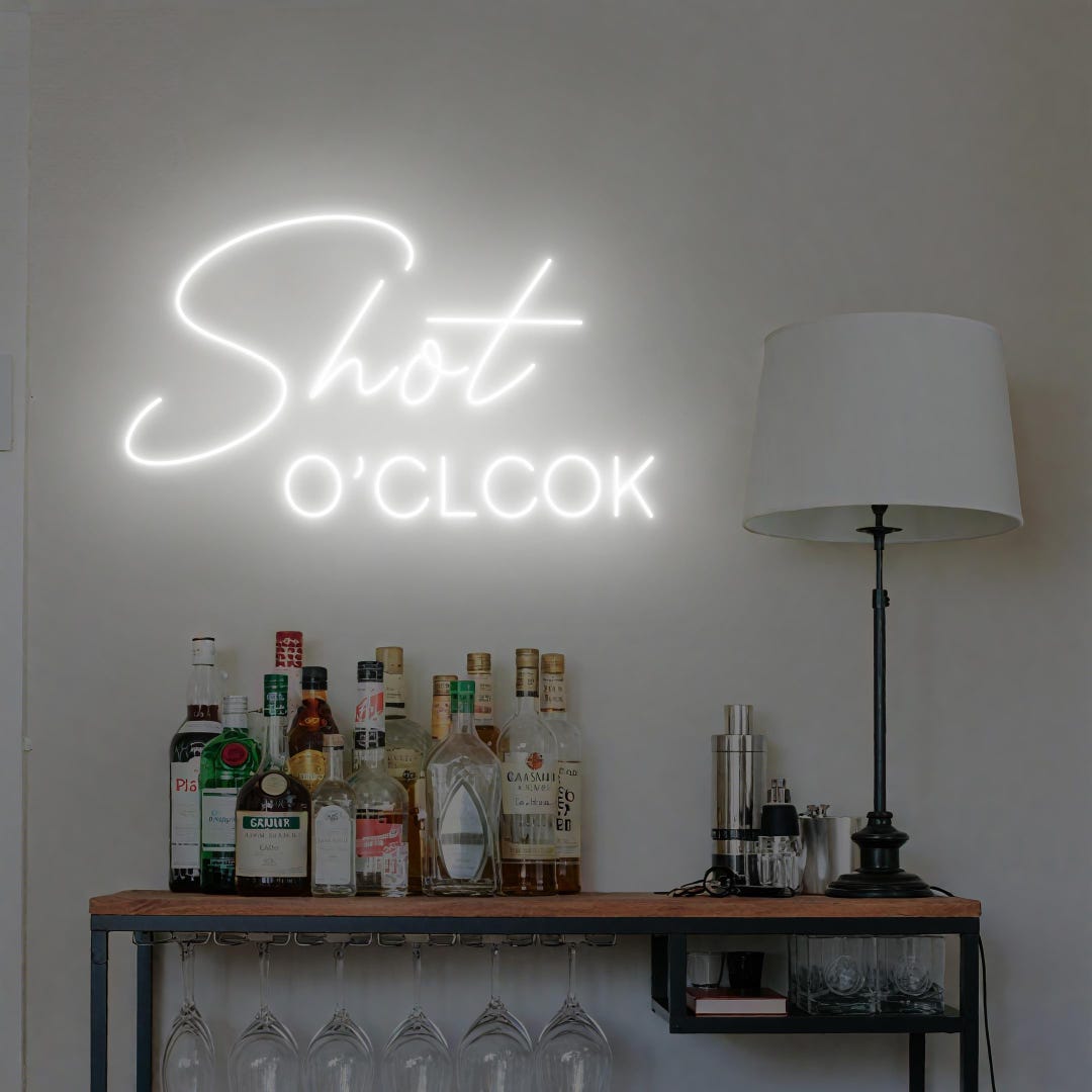 Shot O'clcok Neon Sign, Shot O'clock Sign, Tequila Shot Sign, Shot Bar ...
