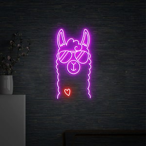 Llama Neon Light, Neon Sign Light Decor, Llama Pop Bedroom Neon Sign ...