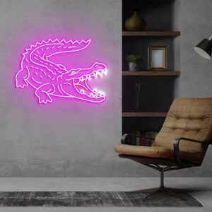Crocodile Neon Sign, Crocodile Neon Sign Light Decor, Crocodile Bedroom ...