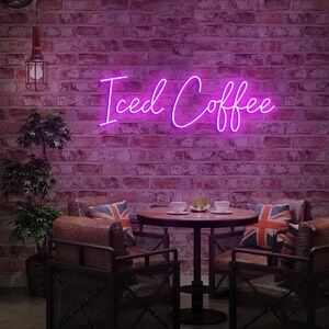 Iced Coffee Sign, Coffee Bar Shop Neon Sign, Iced Coffee Neon Sign Cafe ...