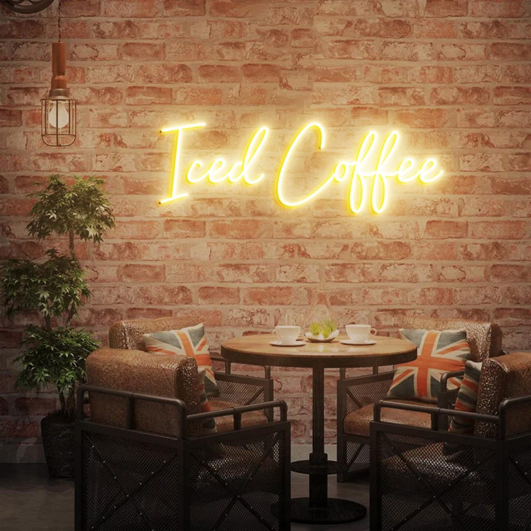 Iced Coffee Sign, Coffee Bar Shop Neon Sign, Iced Coffee Neon Sign Cafe ...