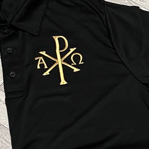 Chi Rho Christogram, Chi Rho Alpha Omega, Chi Rho Catholic Men's Polo ...
