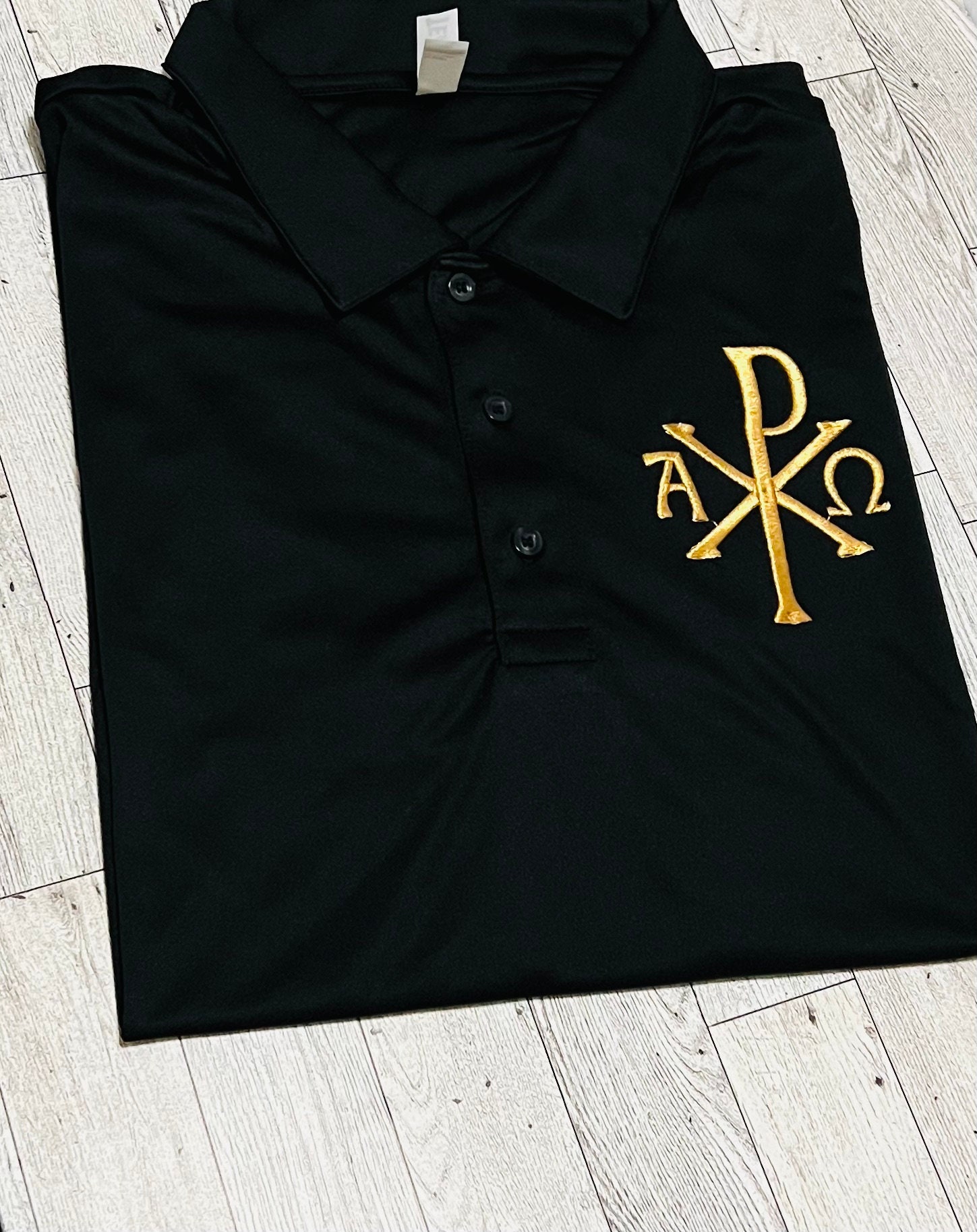 Chi Rho Christogram, Chi Rho Alpha Omega, Chi Rho Catholic Men's Polo ...