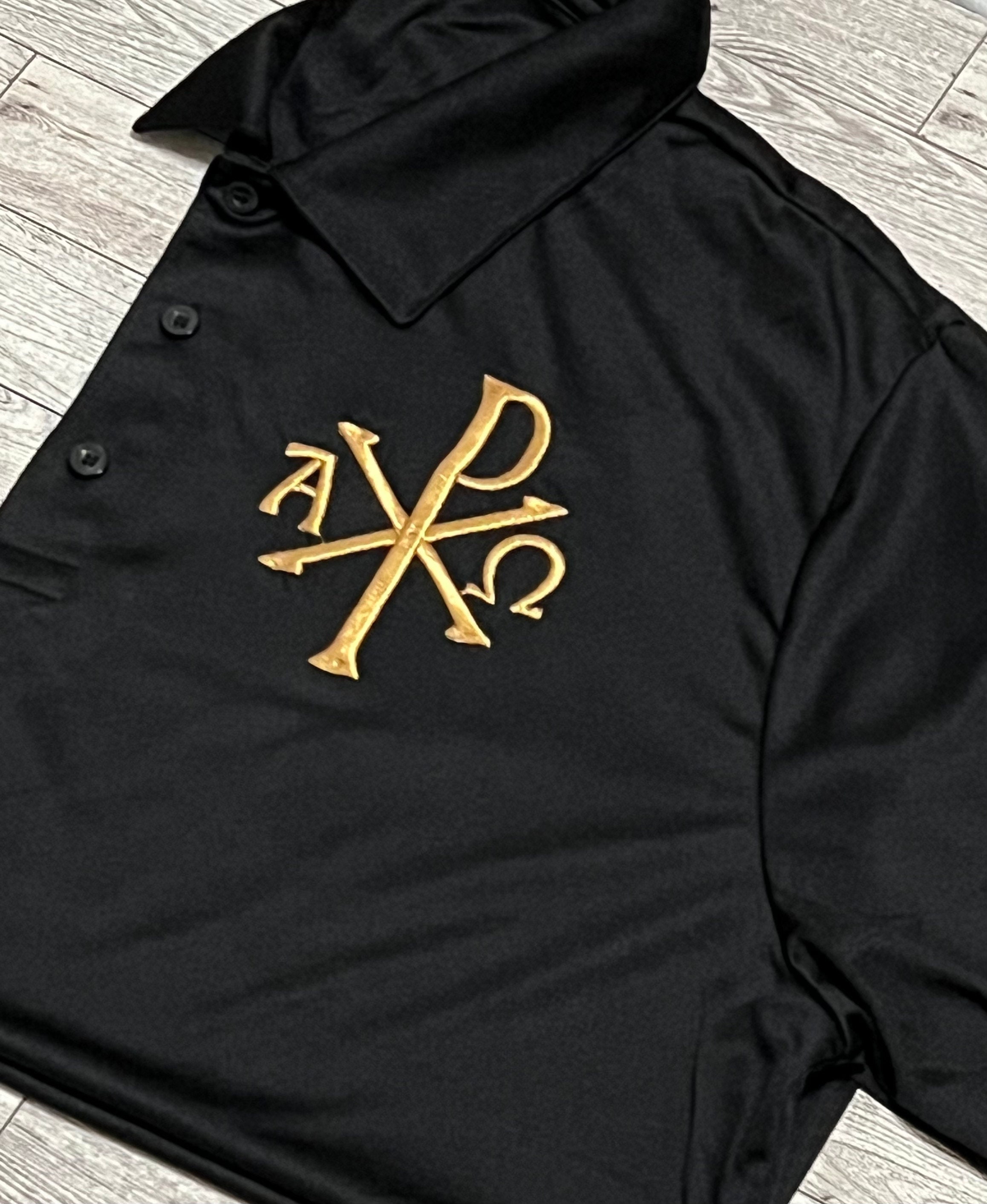 Chi Rho Christogram, Chi Rho Alpha Omega, Chi Rho Catholic Men's Polo ...