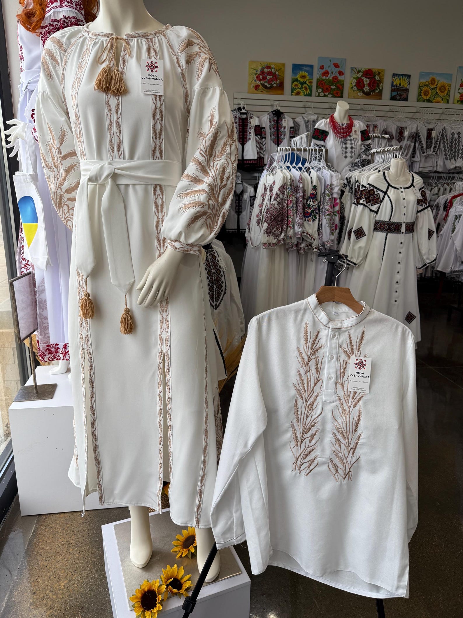 Ivory Vyshyvanka Dress- Ukrainian Embroidered Long Dress I Wedding Folk ...
