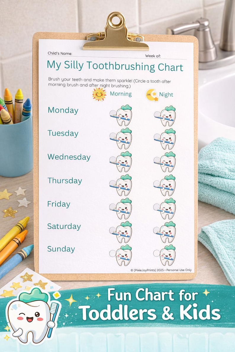 My Silly Toothbrushing Chart for Toddlers | Fun Tooth Brushing ...