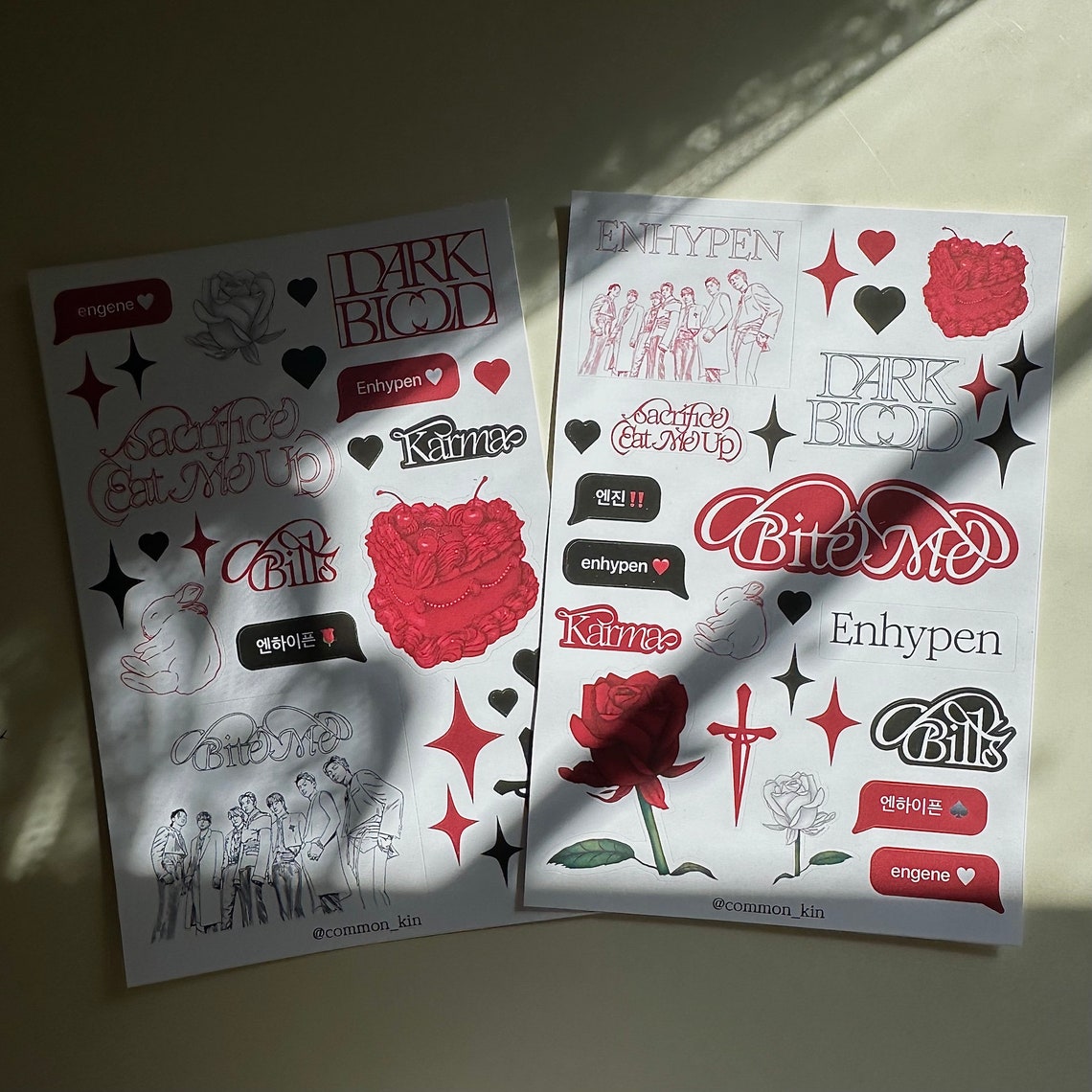 Enhypen Sticker Sheets Red Aesthetic Stickers Red Cake Stickers Dark ...