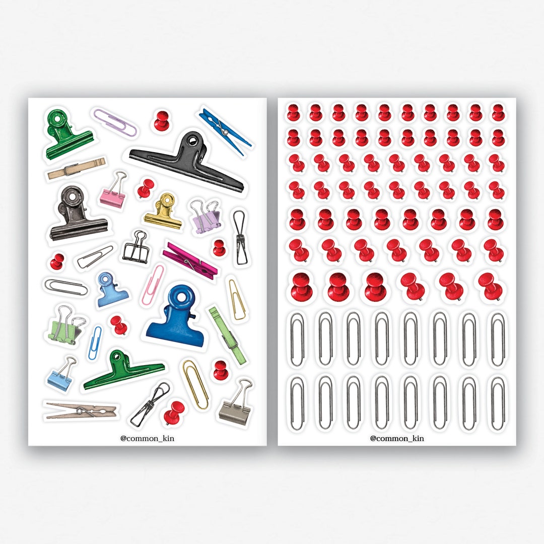 Paperclips Sticker Sheets Bullet Journal Bujo Stickers Stationery Push ...