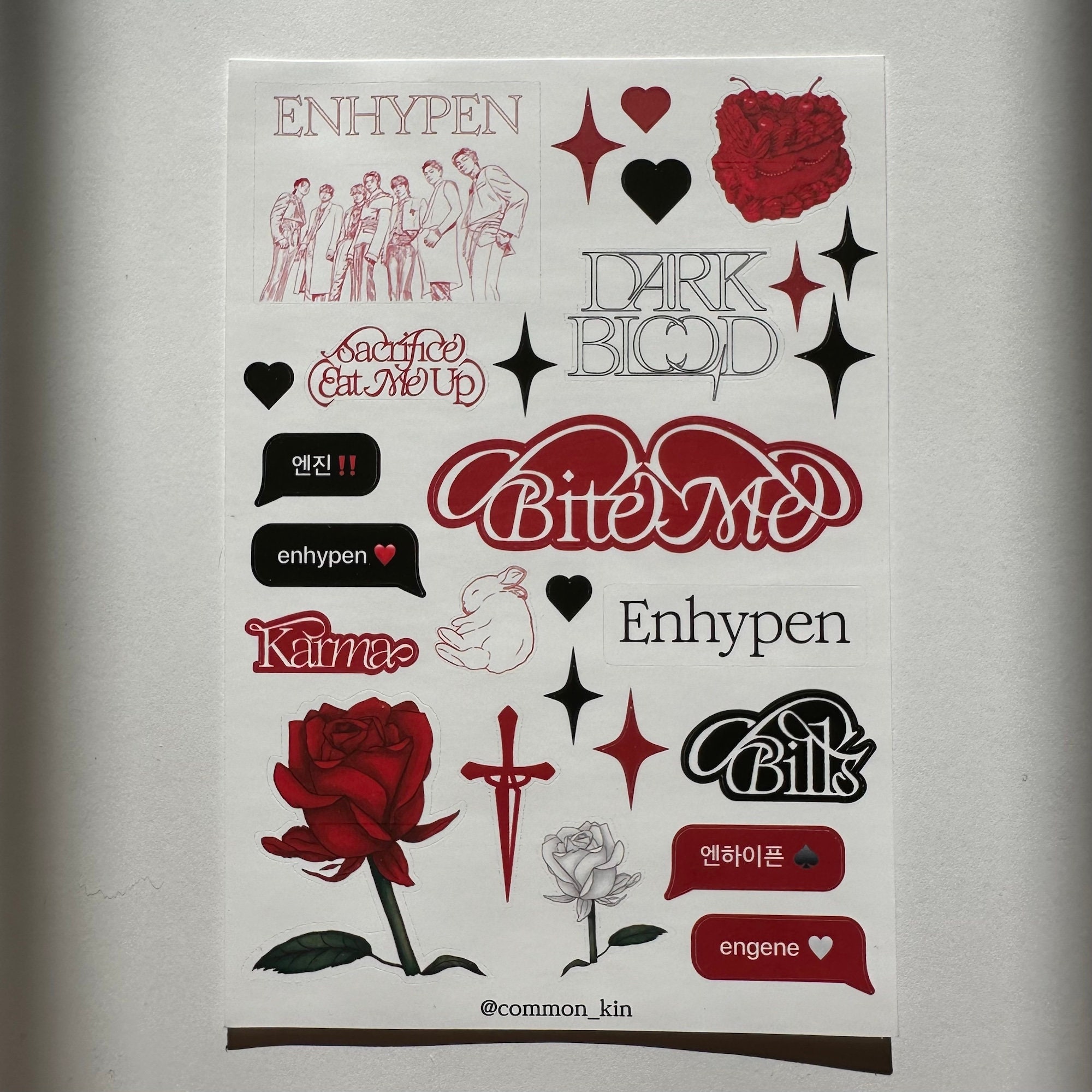 Enhypen Sticker Sheets Red Aesthetic Stickers Red Cake Stickers Dark ...
