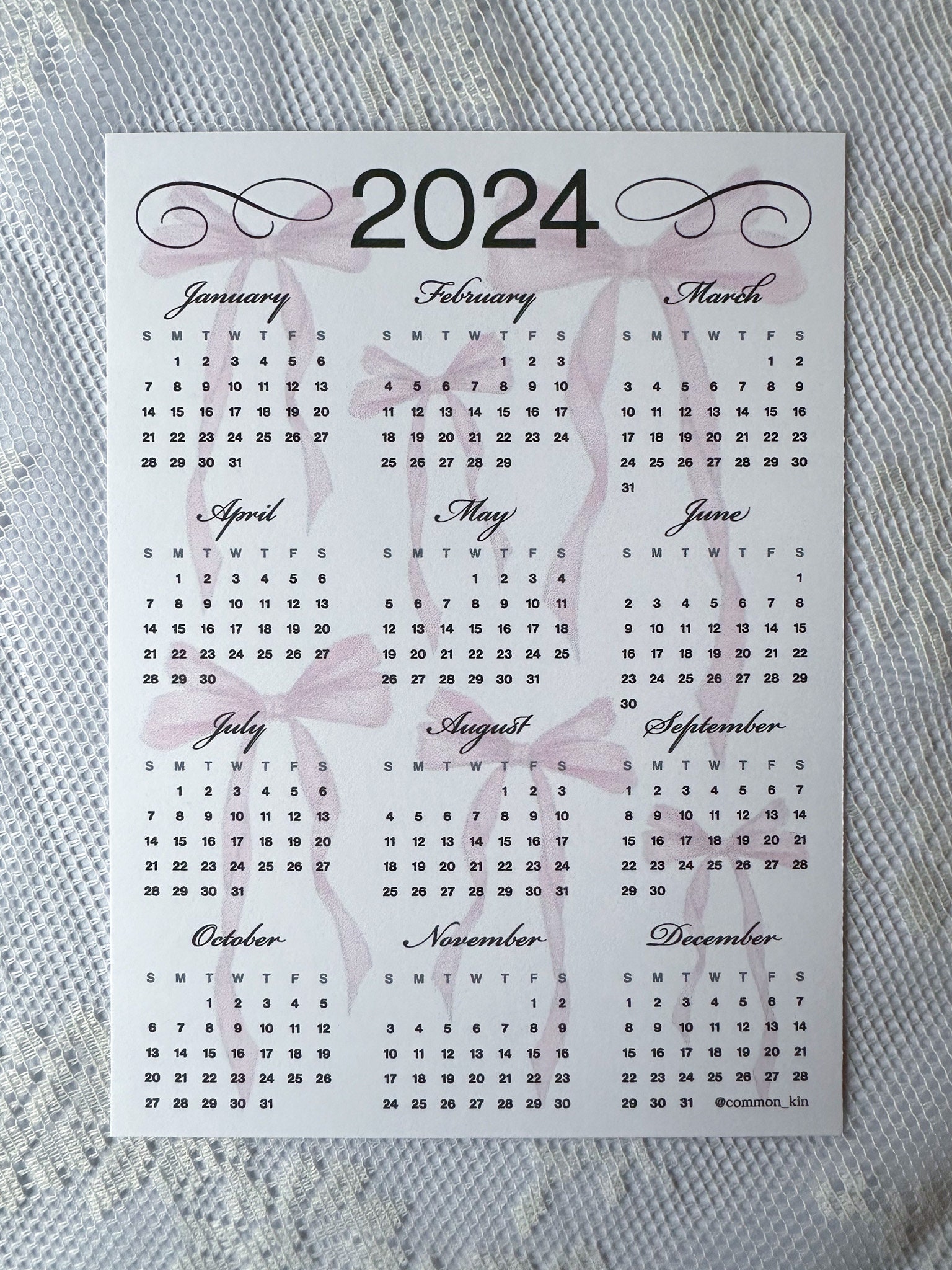 2024 Printable 8.5x11 and 5.5x7.5 Calendars Digital Download, 12 Month ...