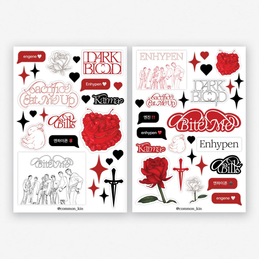 Enhypen Sticker Sheets Red Aesthetic Stickers Red Cake Stickers Dark ...