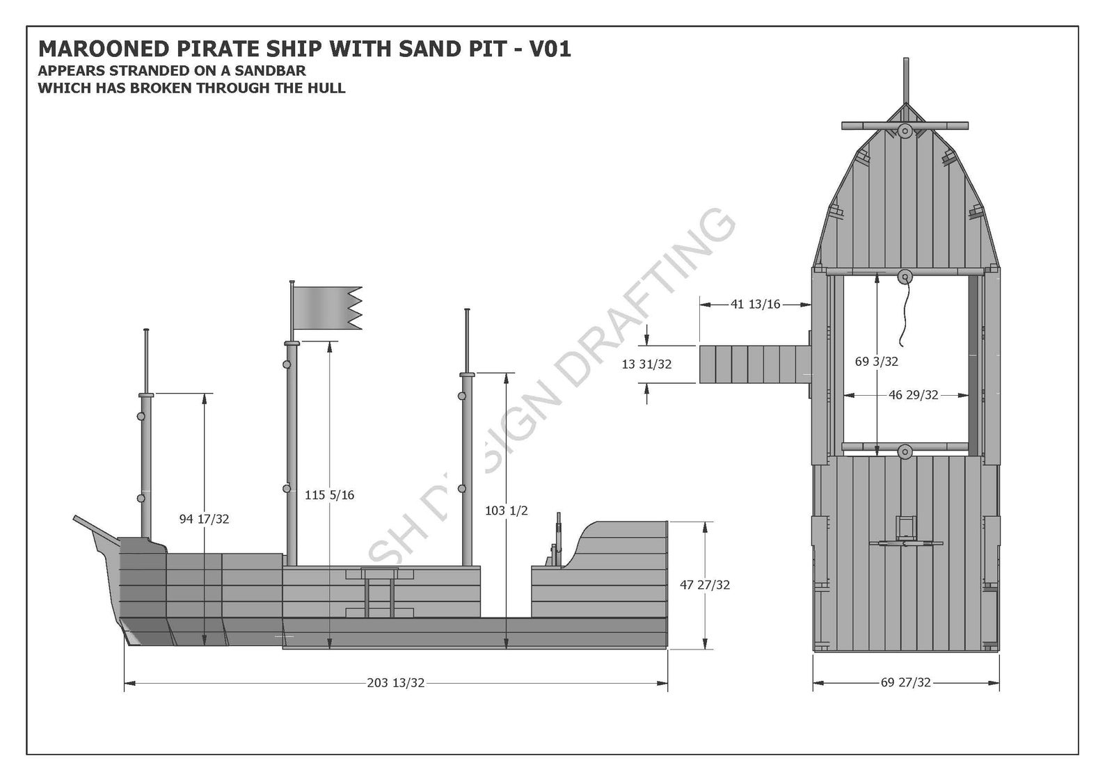 Marooned Pirate Boat With Sand Pit - PLAY HOUSE - Building Plans V1 ...