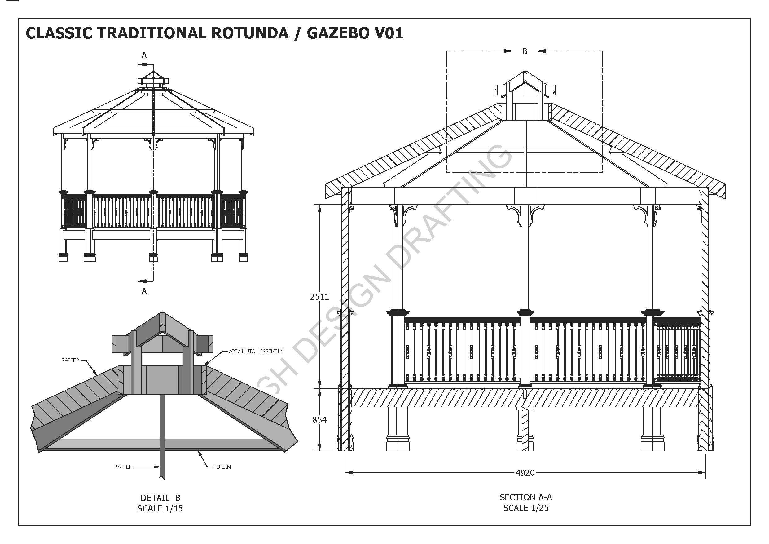 Classic Rotunda Gazebo - Unique Design V1 - Full Building Plans in 3D ...