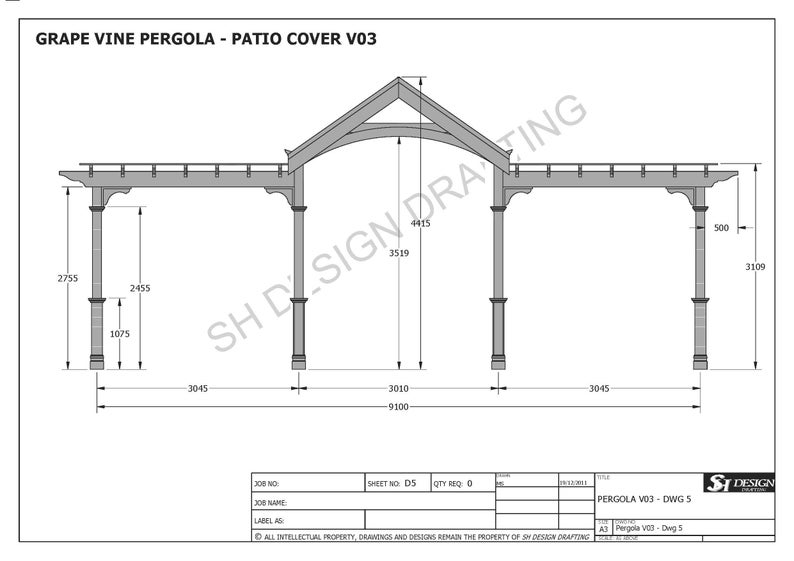 Grape Vine Outdoor Patio Verandah V3 - Full Building Plans in 3D and 2D ...