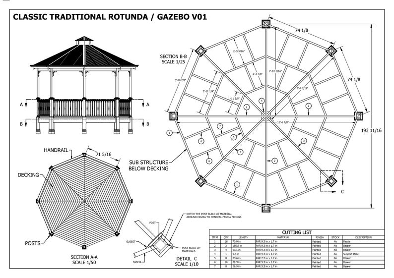 Classic Rotunda Gazebo - Unique Design V1 - Full Building Plans in 3D ...