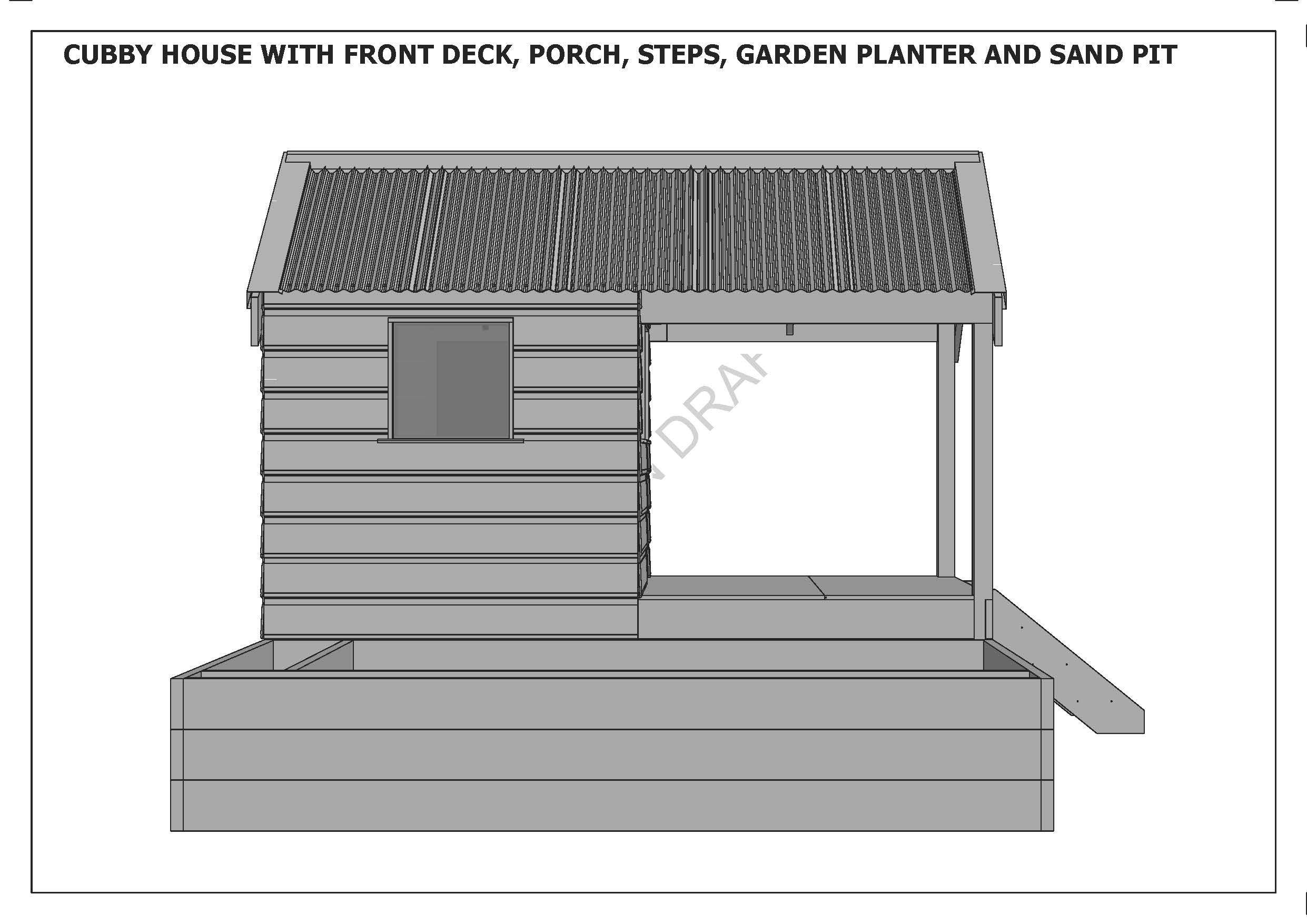 Cubby House - Playhouse With Sand Pit & Planter Bed Combination ...