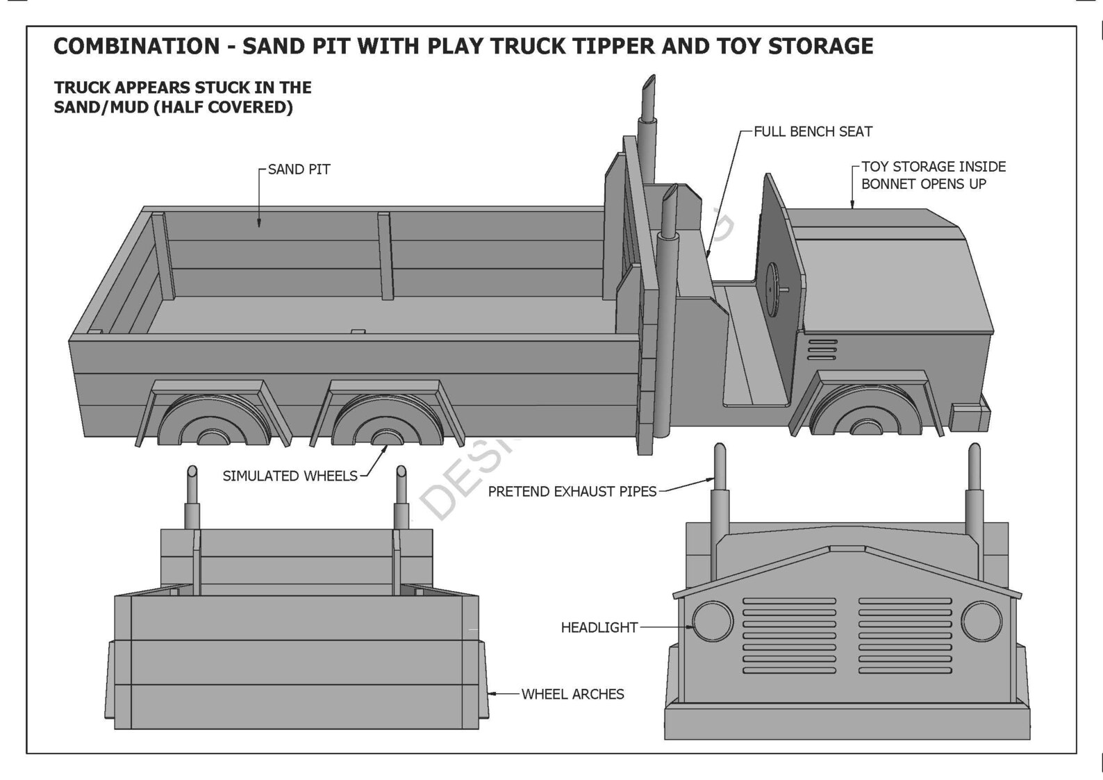 Truck Sand Pit & Toy Storage Combo - Very Unique Playhouse - Building ...