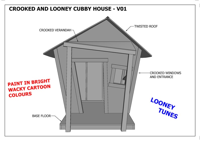 Crooked Cubby House - Playhouse V05 (building Plans) - Looney Tunes ...