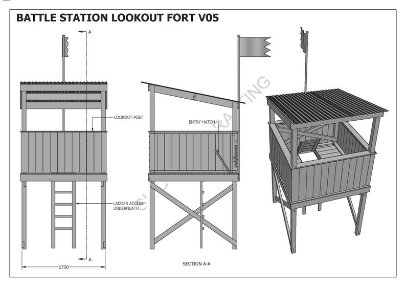 Cubby House - Playhouse Treehouse Combat Fort V05 With Bunker Barricade ...