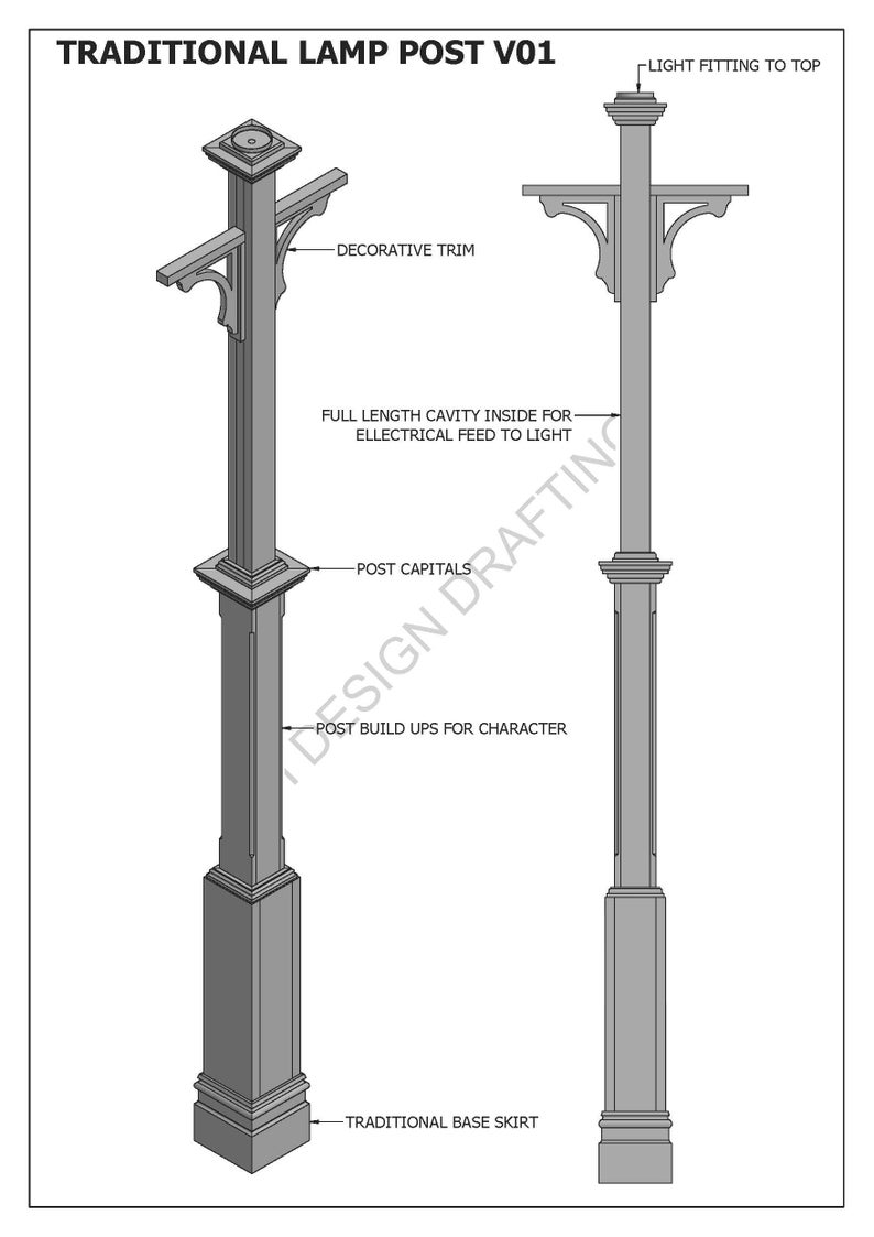 Traditional Lamp Post Light V01 - Build and Save - Building Plans ...