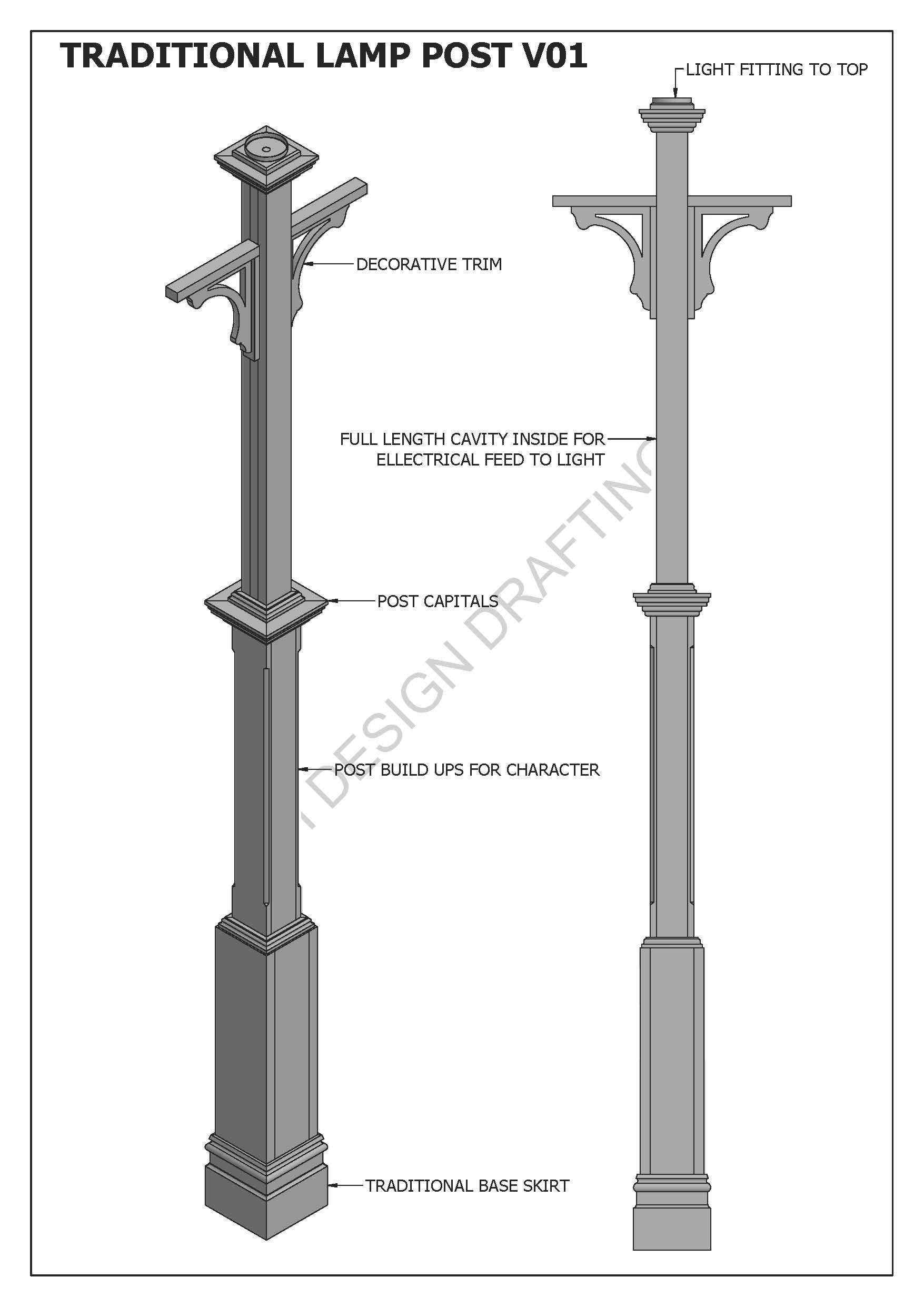 Traditional Lamp Post Light V01 - Build and Save - Building Plans ...