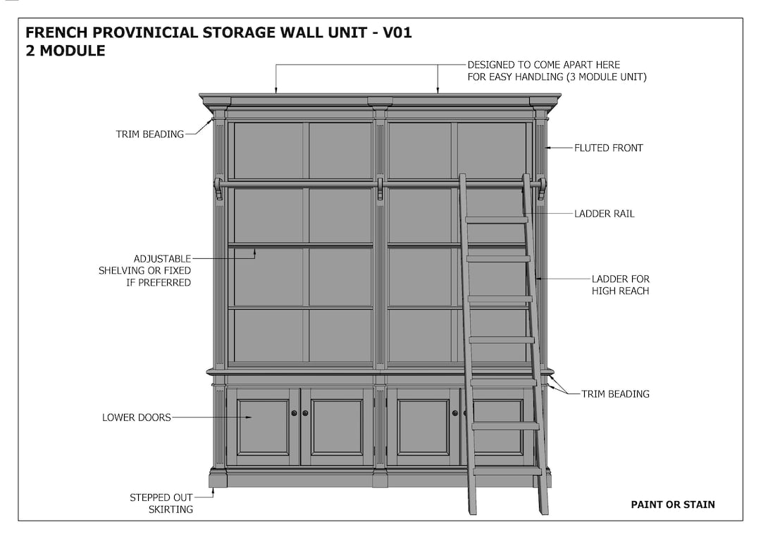 French Provincial Wall Storage Unit 2 Module - Make Your Own & SAVE ...