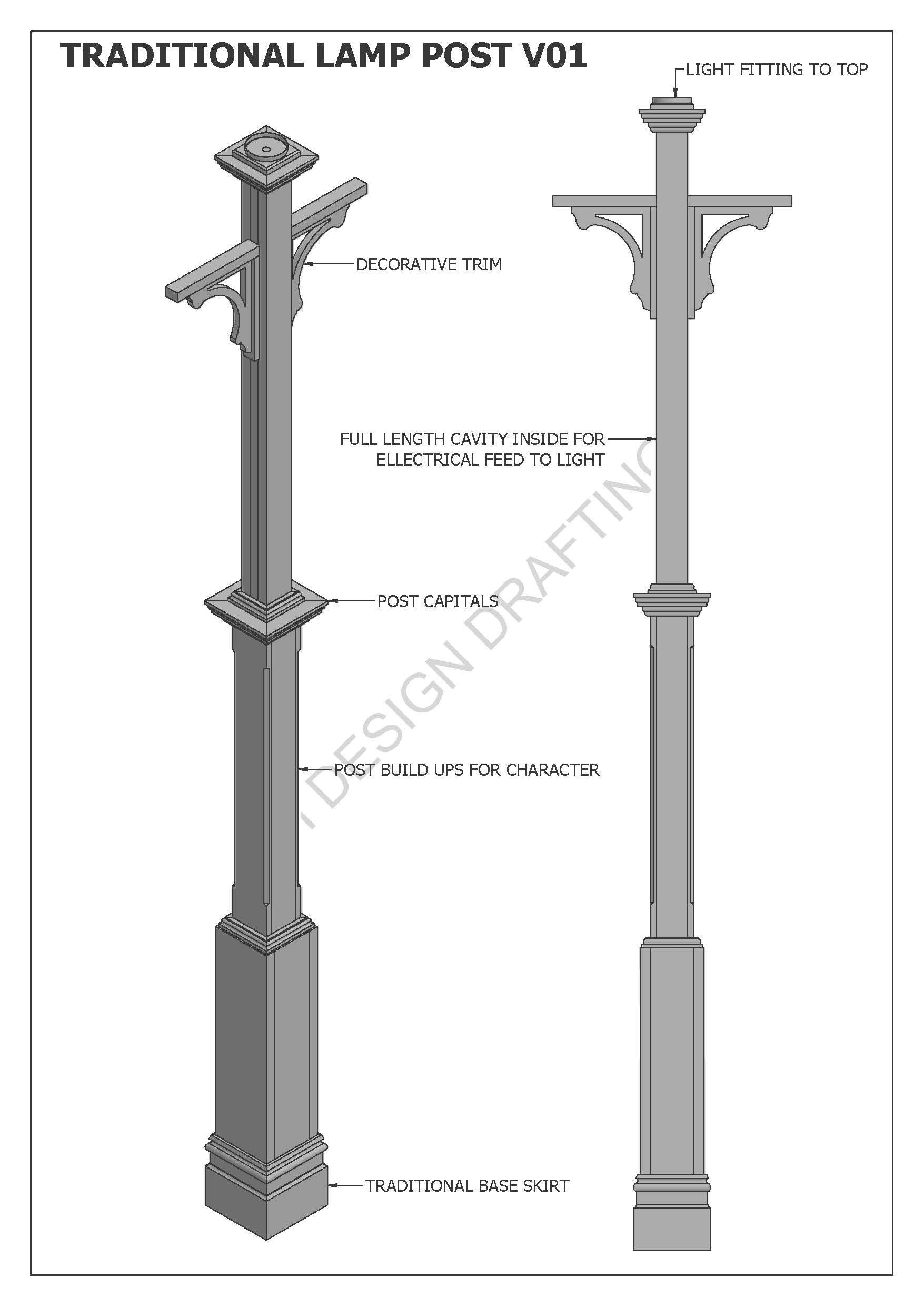 Traditional Lamp Post Light V01 - Build and Save - Building Plans ...