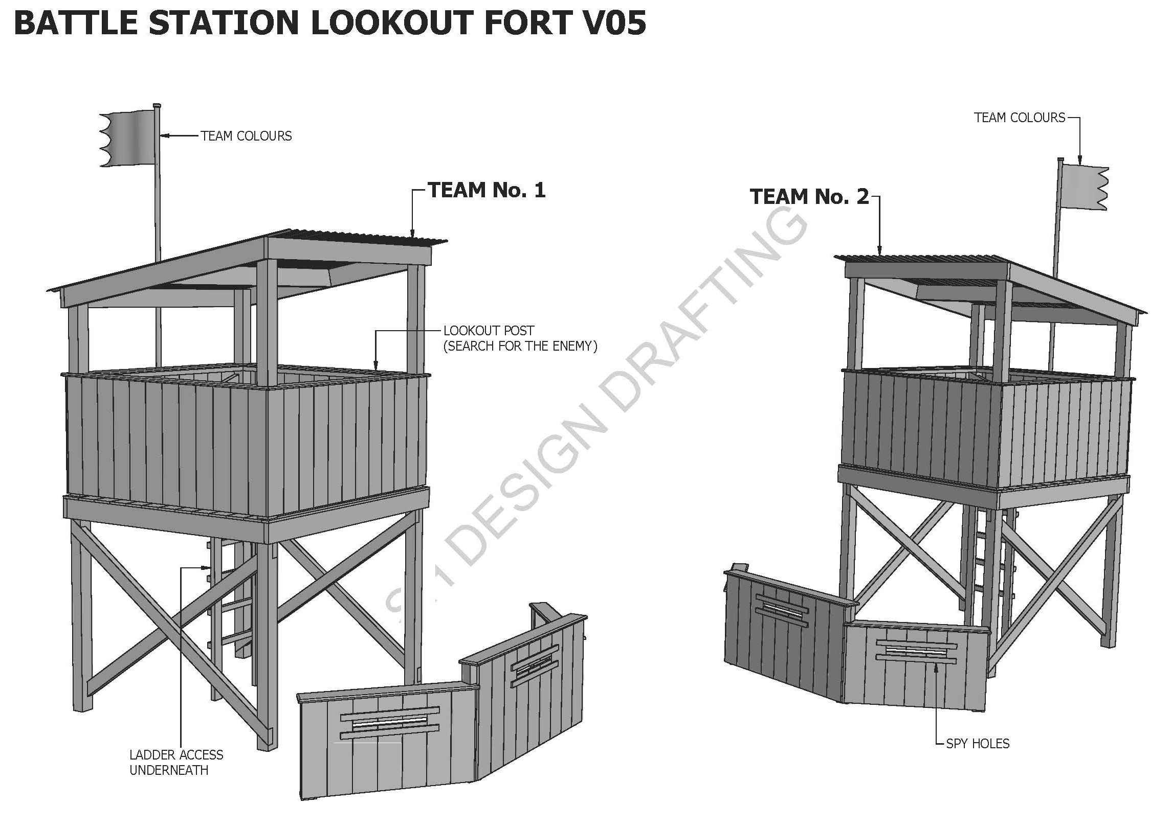 Cubby House - Playhouse Treehouse Combat Fort V05 With Bunker Barricade ...